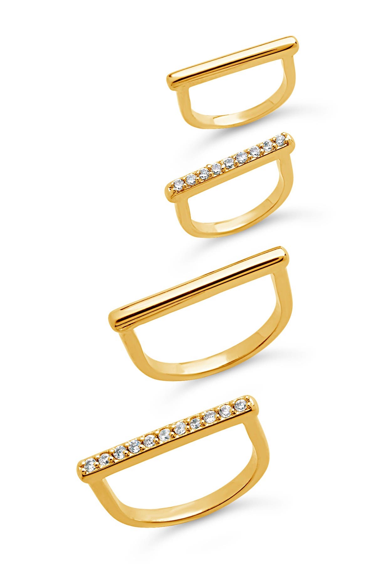 Sterling Forever 14K Gold Plated Brass Stackable 2-Piece Bar Midi CZ ...