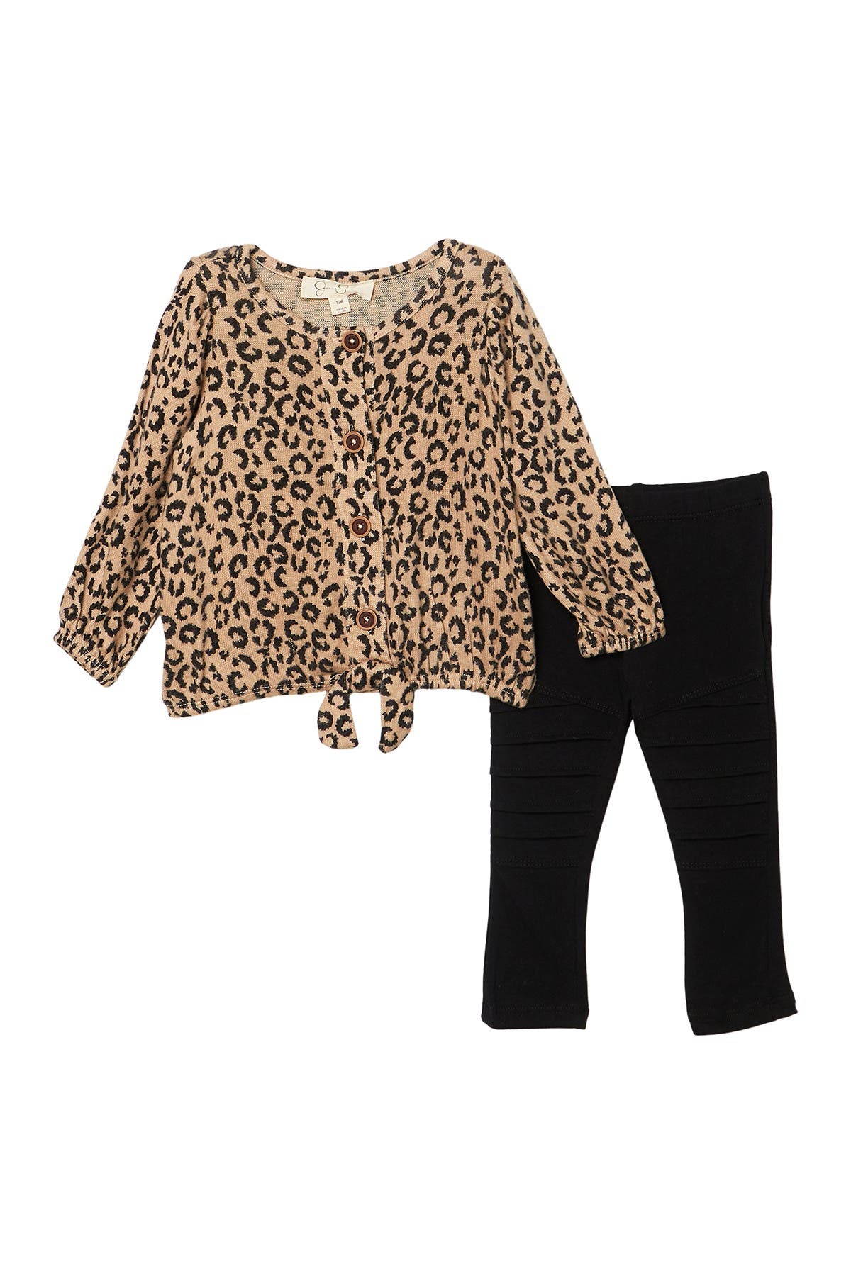 Jessica Simpson Leopard Print Hacci Top & Pants Set | Nordstromrack