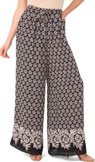 CeCe Print Wide Leg Drawstring Pants | Nordstrom