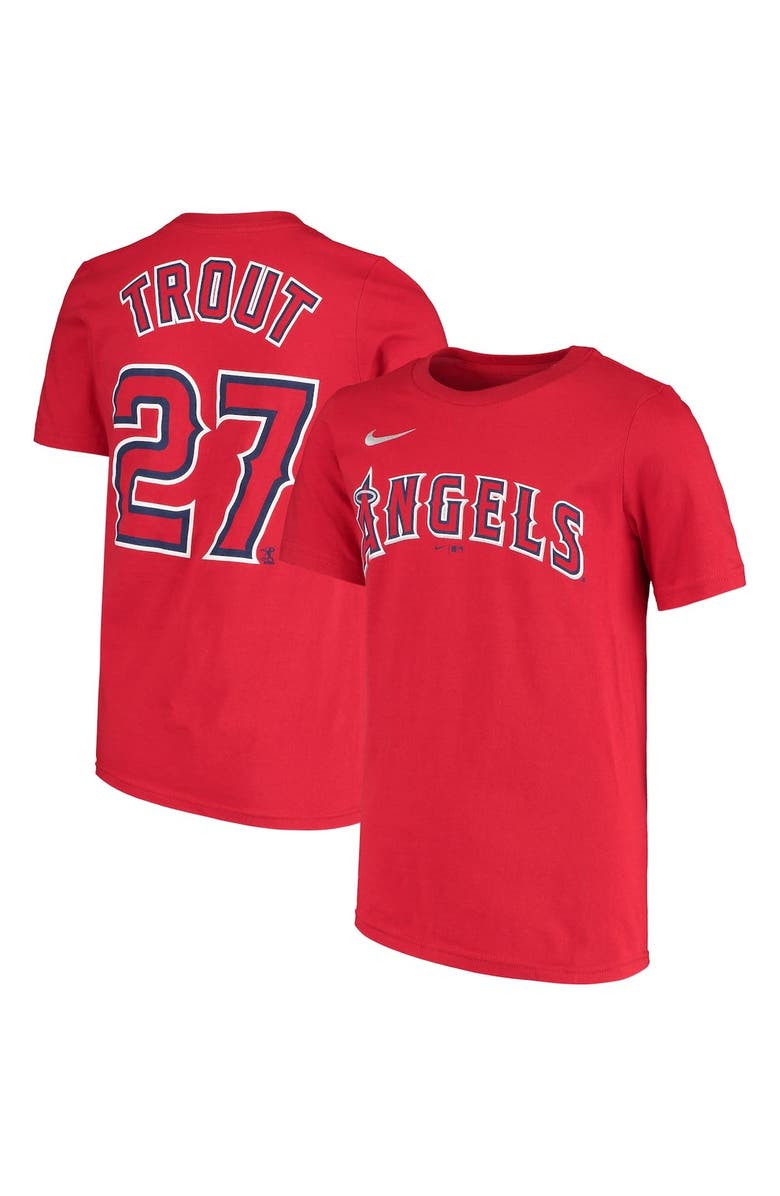 Nike Youth Nike Mike Trout Red Los Angeles Angels Player Name & Number ...