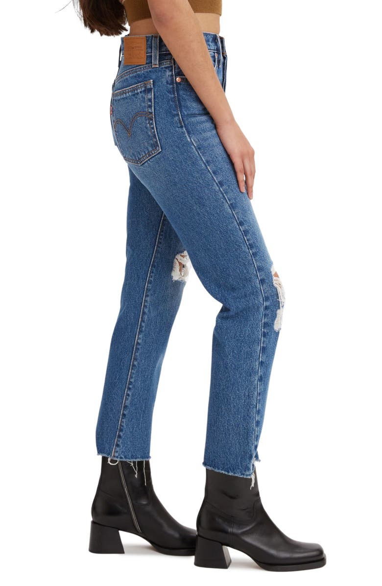 Levi's Wedgie Ripped High Waist Crop Straight Leg Jeans | Nordstrom