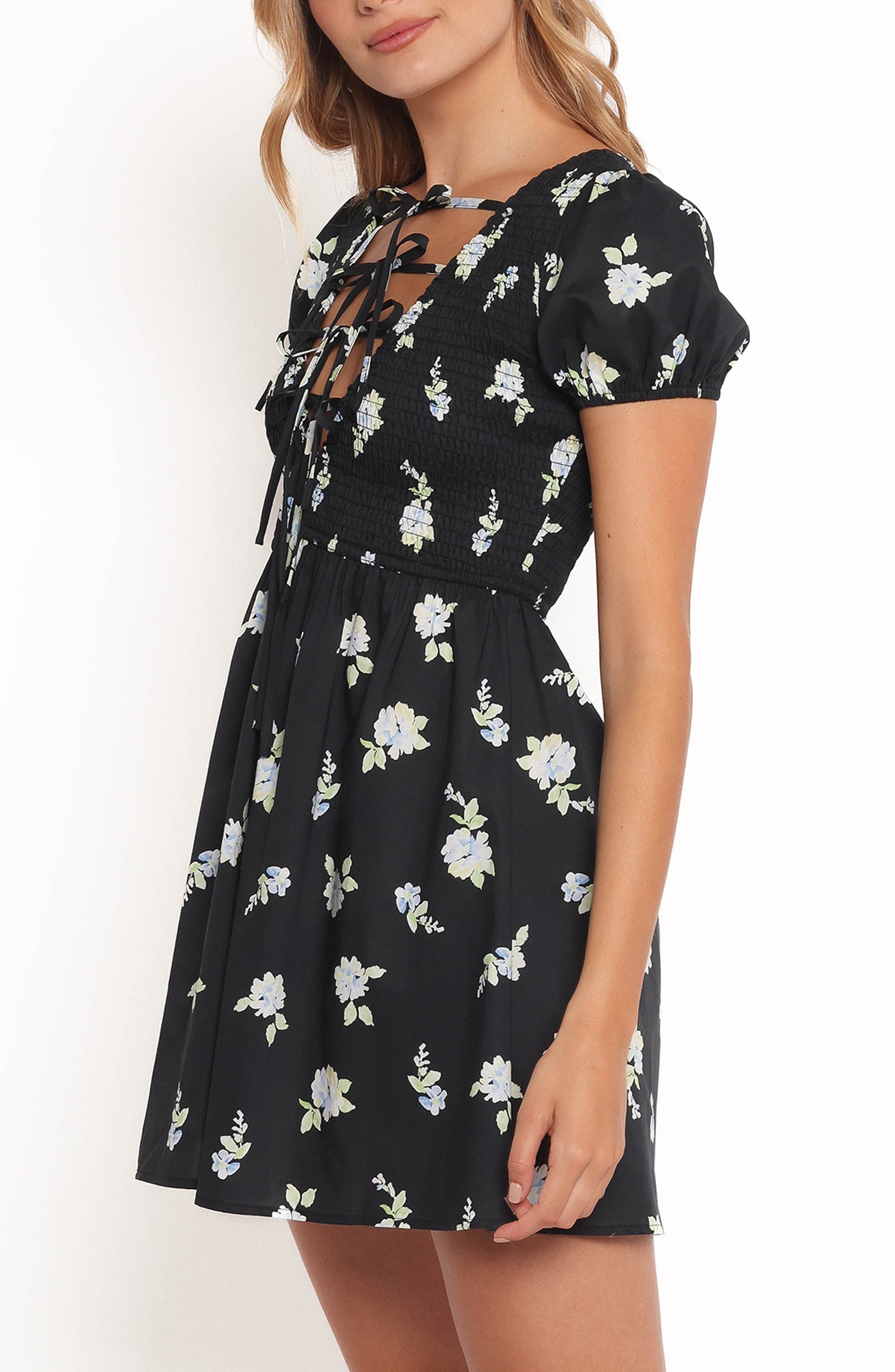 Petal & Pup Winny Smocked Tie Front Minidress | Nordstromrack