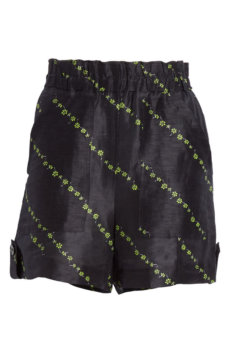 Ganni Diagonal Stripe Print Silk & Linen Shorts | Nordstrom