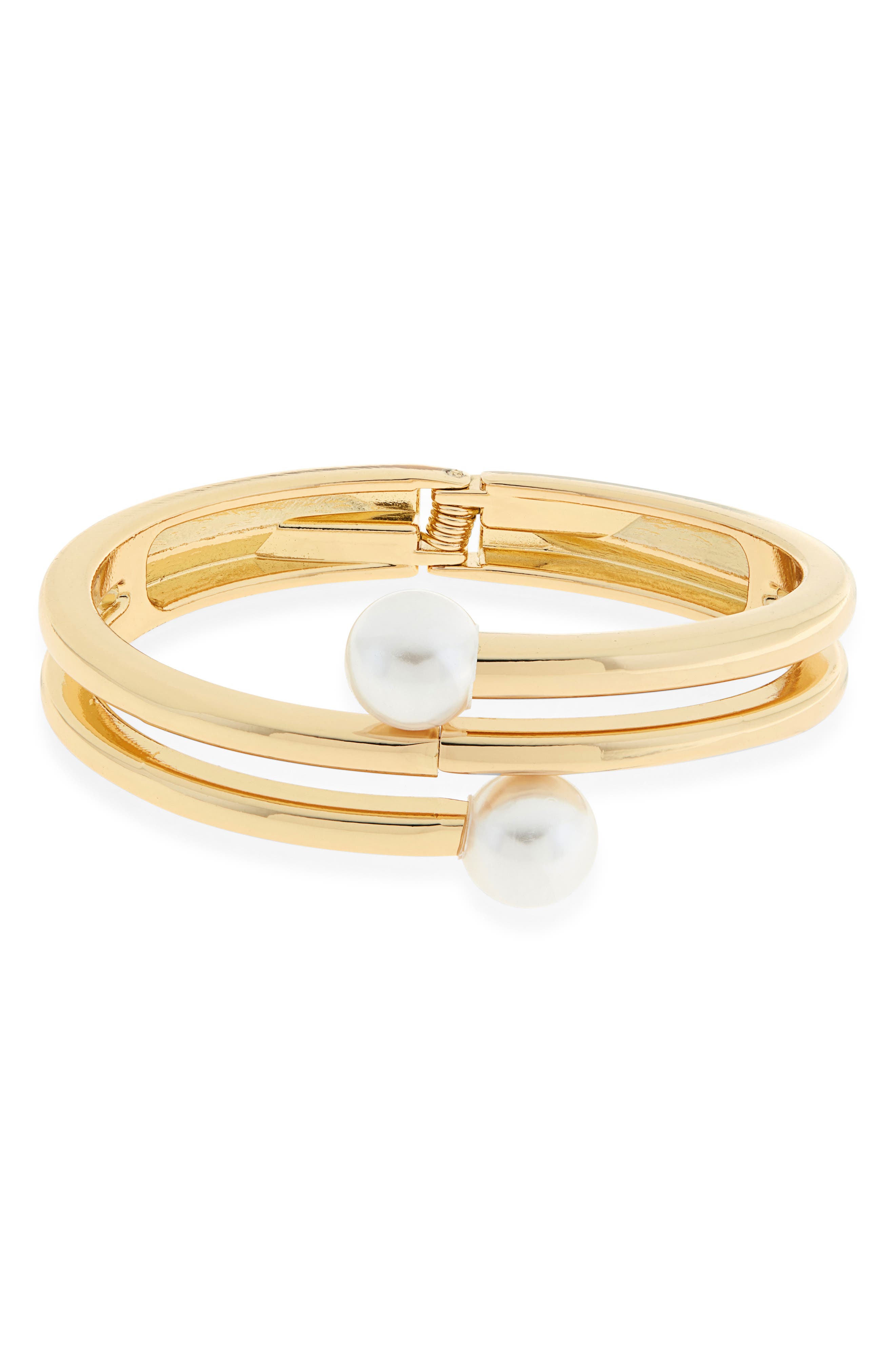 Nordstrom Faux Pearl Overlap Cuff Bracelet | Nordstromrack