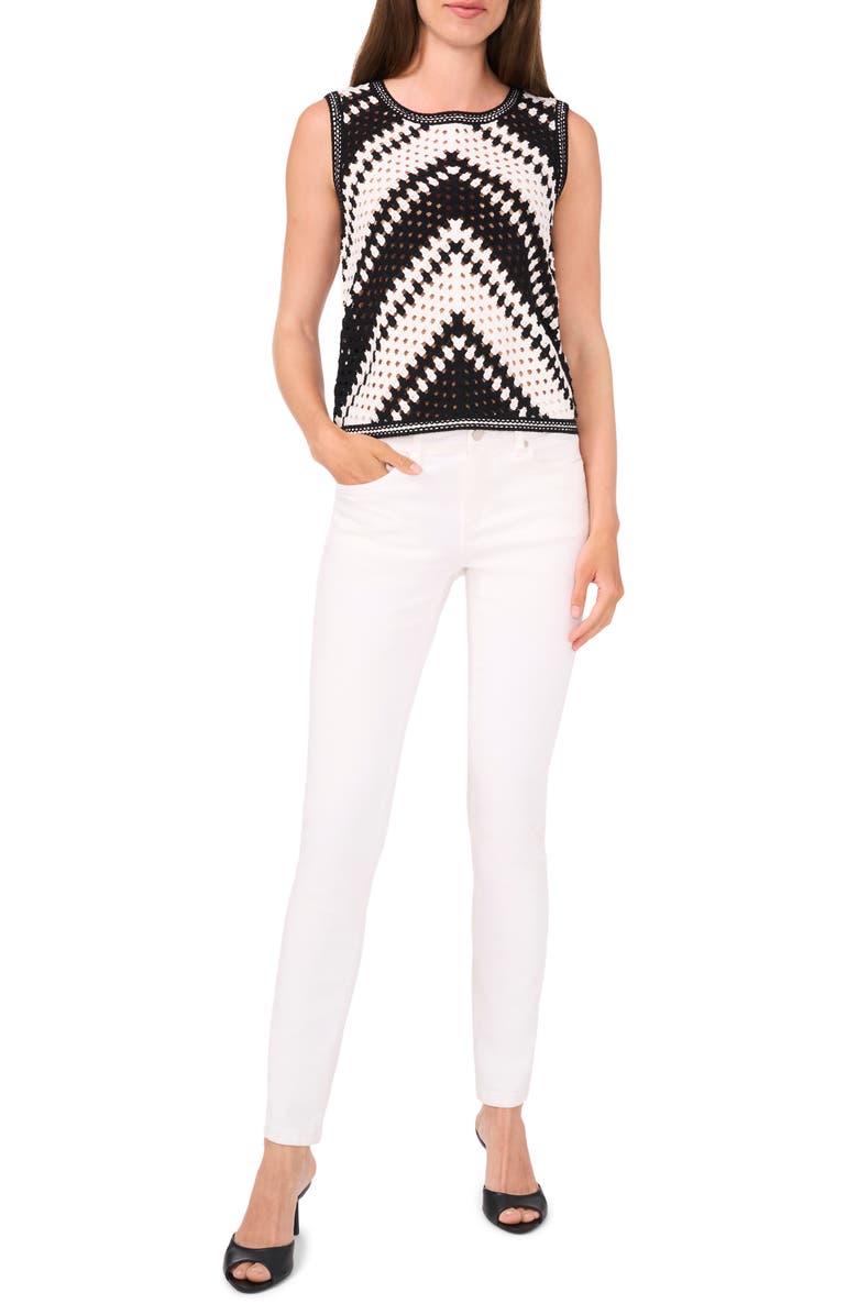 Halogen® Crochet Knit Sleeveless Cotton Blend Sweater | Nordstromrack