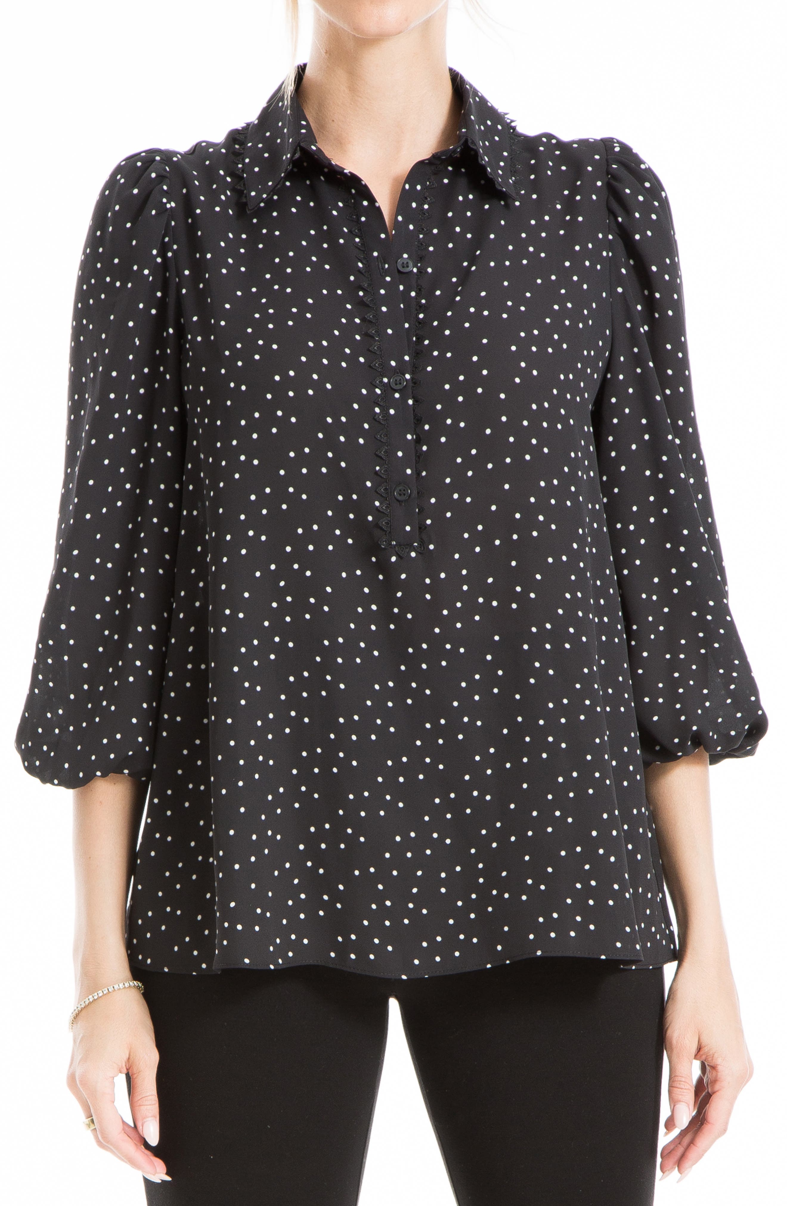 MAX STUDIO Dot Print Balloon Sleeve Blouse | Nordstromrack