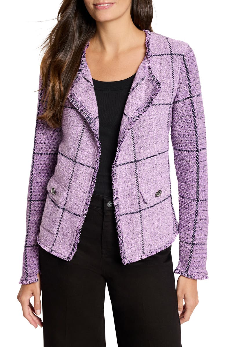 NIC+ZOE Plaid Fringe Mix Knit Jacket | Nordstromrack