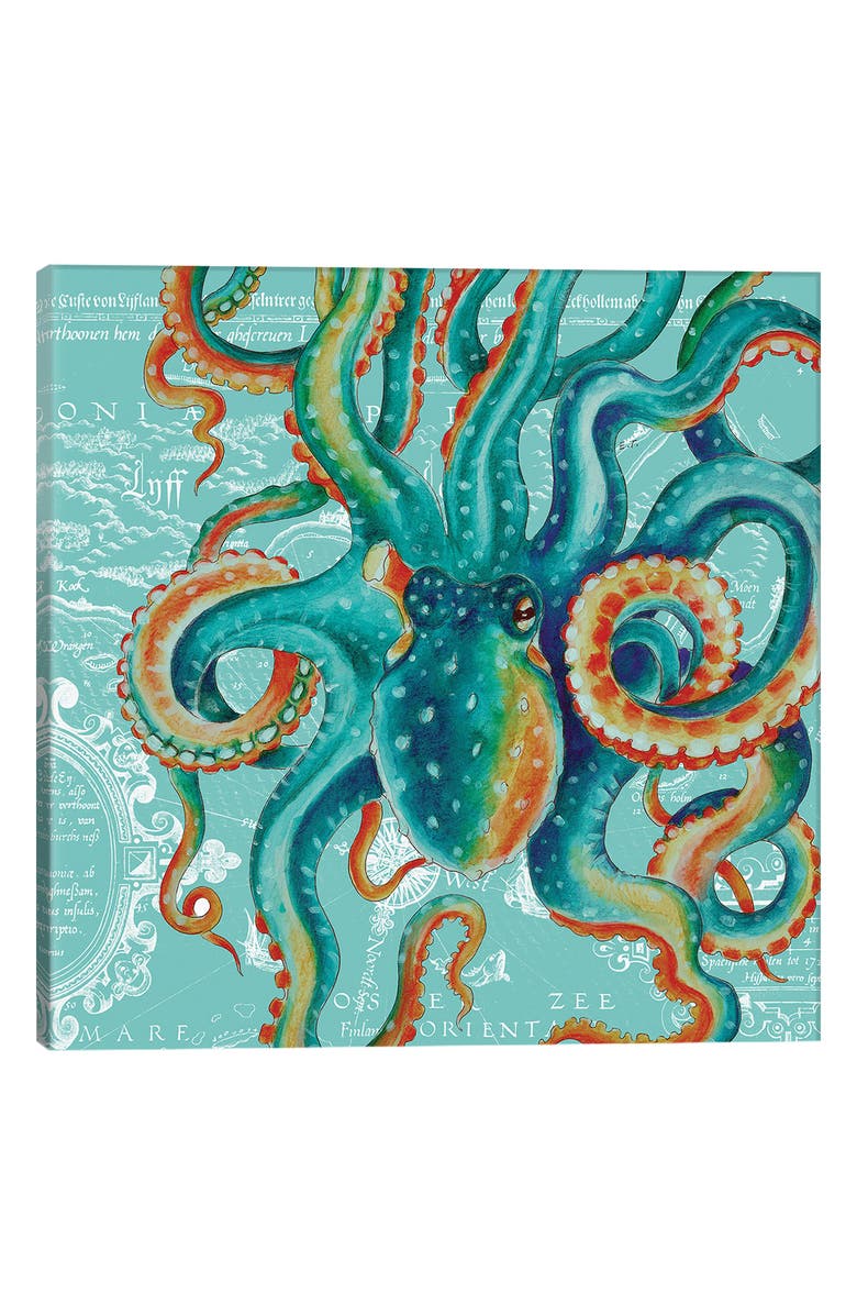 iCanvas Octopus Teal Tentacles Vintage Canvas Wall Art | Nordstromrack