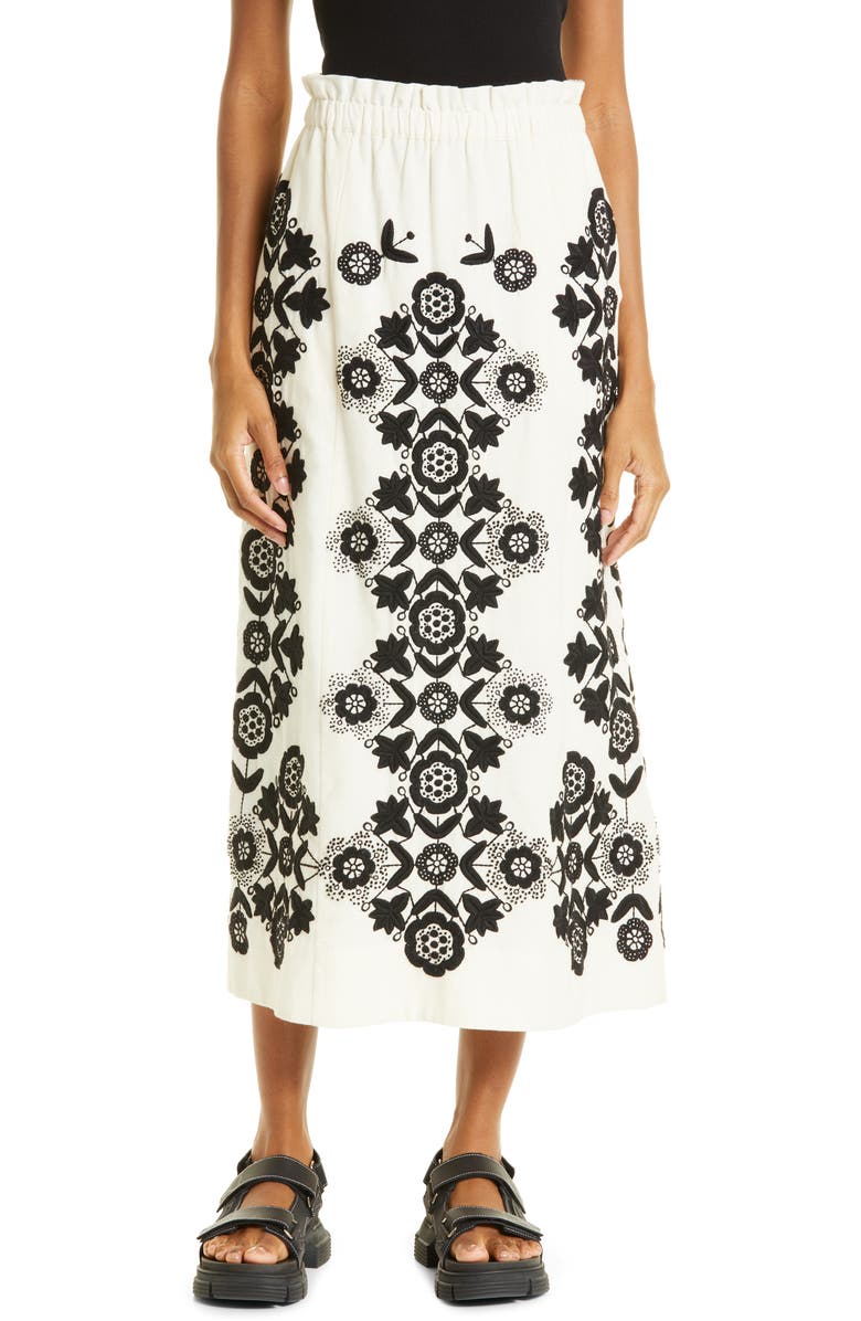 Sea Manuela Embroidered Cotton & Linen Skirt | Nordstromrack