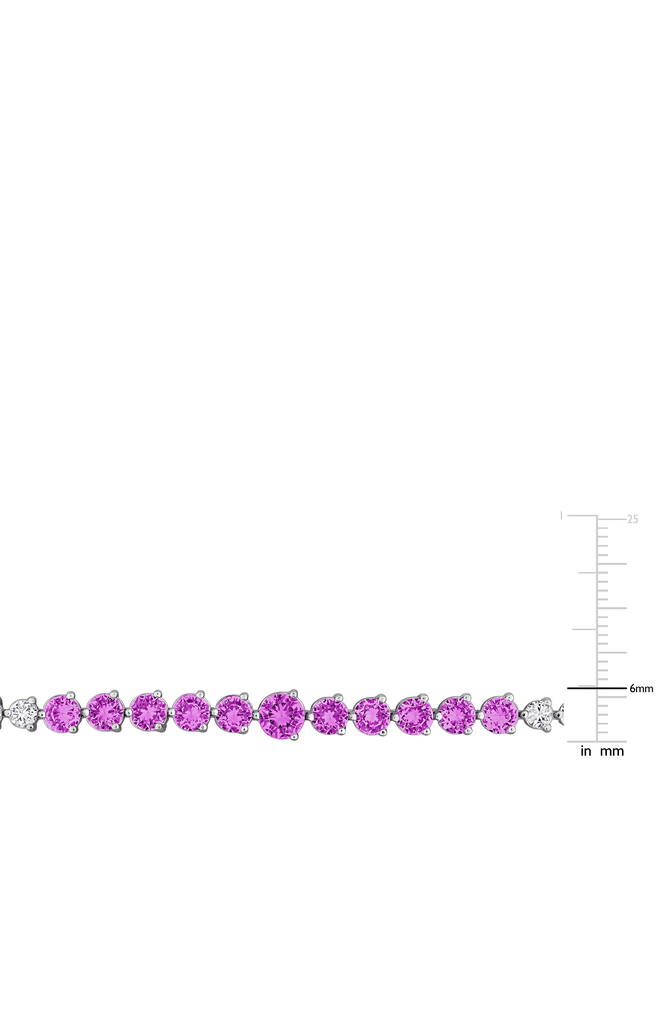 DELMAR Lab Created Pink Sapphire & White Sapphire Tennis Bracelet ...