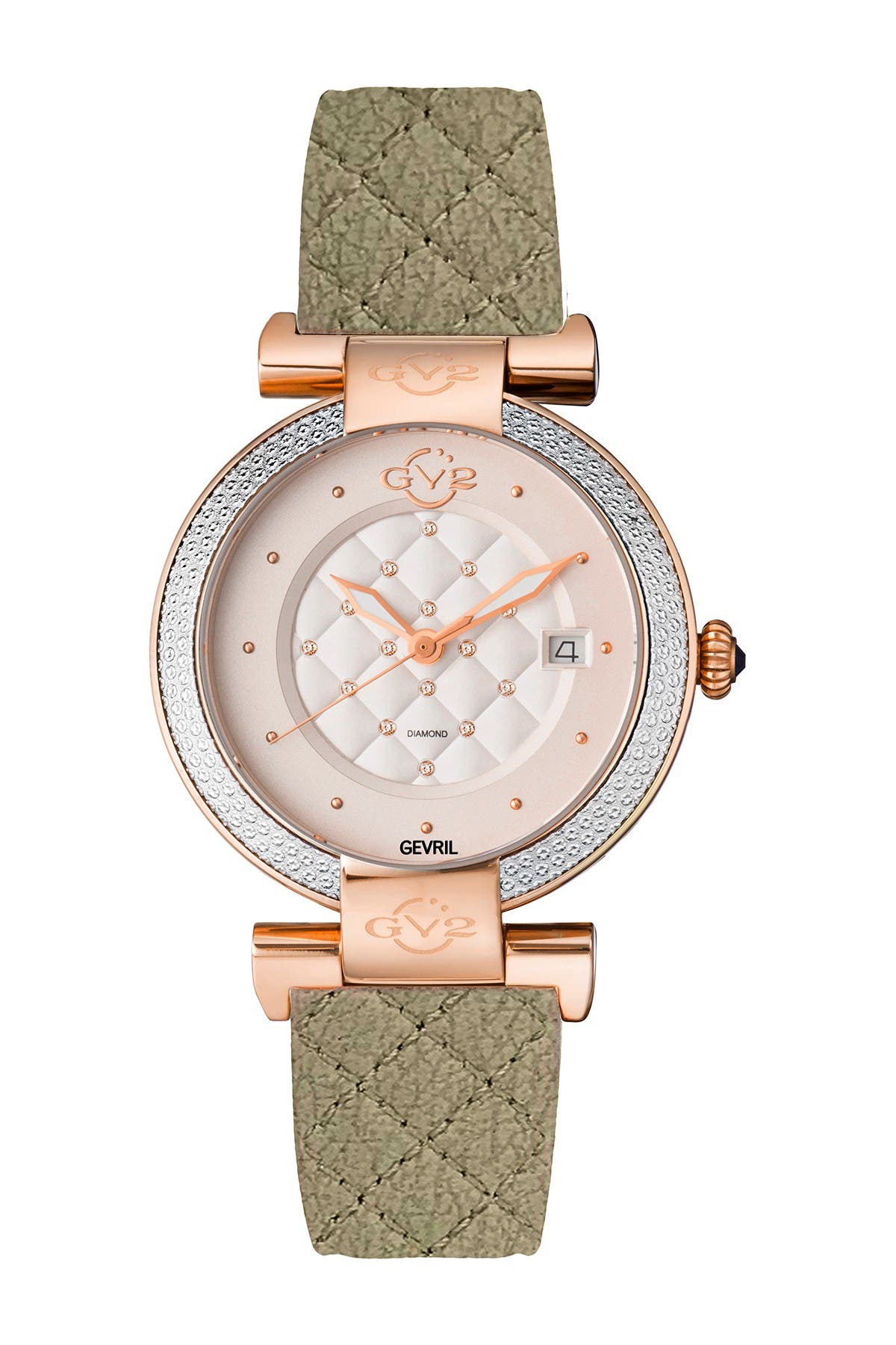 GV2 Berletta White Dial Olive Vegan Quilted Strap Watch, 37mm - 0 ...