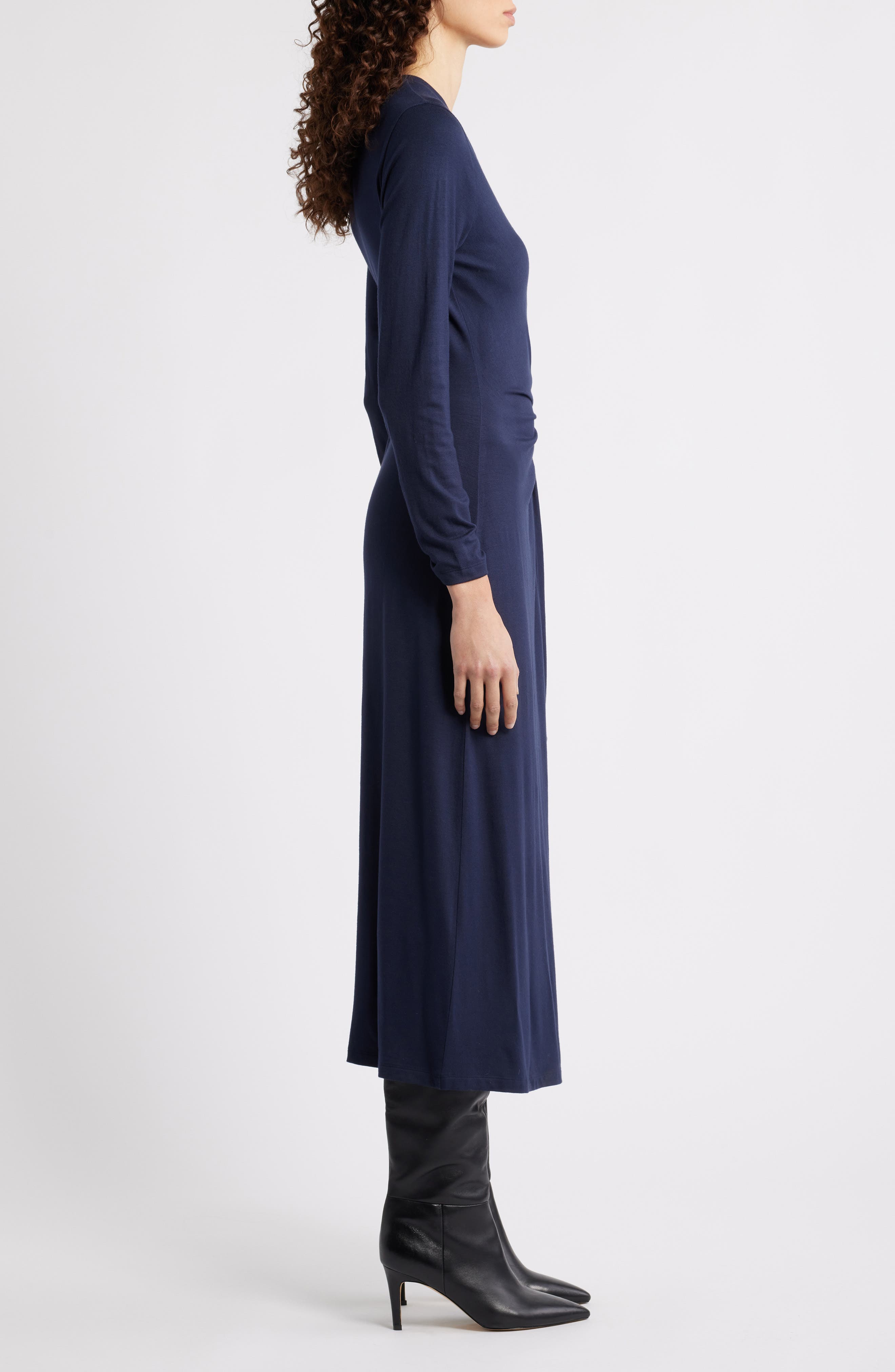 BOSS Orange Erlot Side Tie Long Sleeve Midi Dress | Nordstrom
