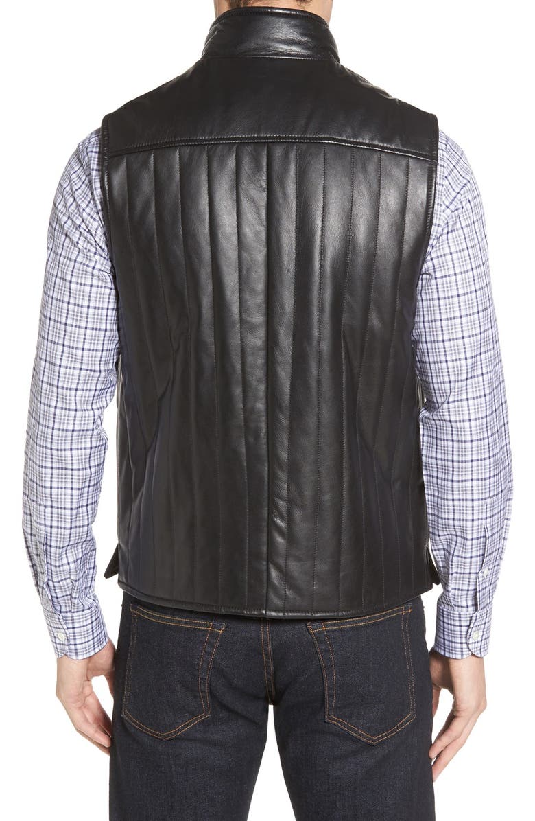 Missani Le Collezioni Puffy Leather & Wool Blend Reversible Vest ...