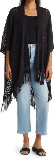 Nine West Raschel Knit Fringed Ruana | Nordstromrack