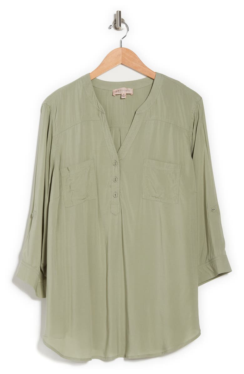 PHILOSOPHY REPUBLIC CLOTHING philosophy Roll Tab Long Sleeve Blouse ...