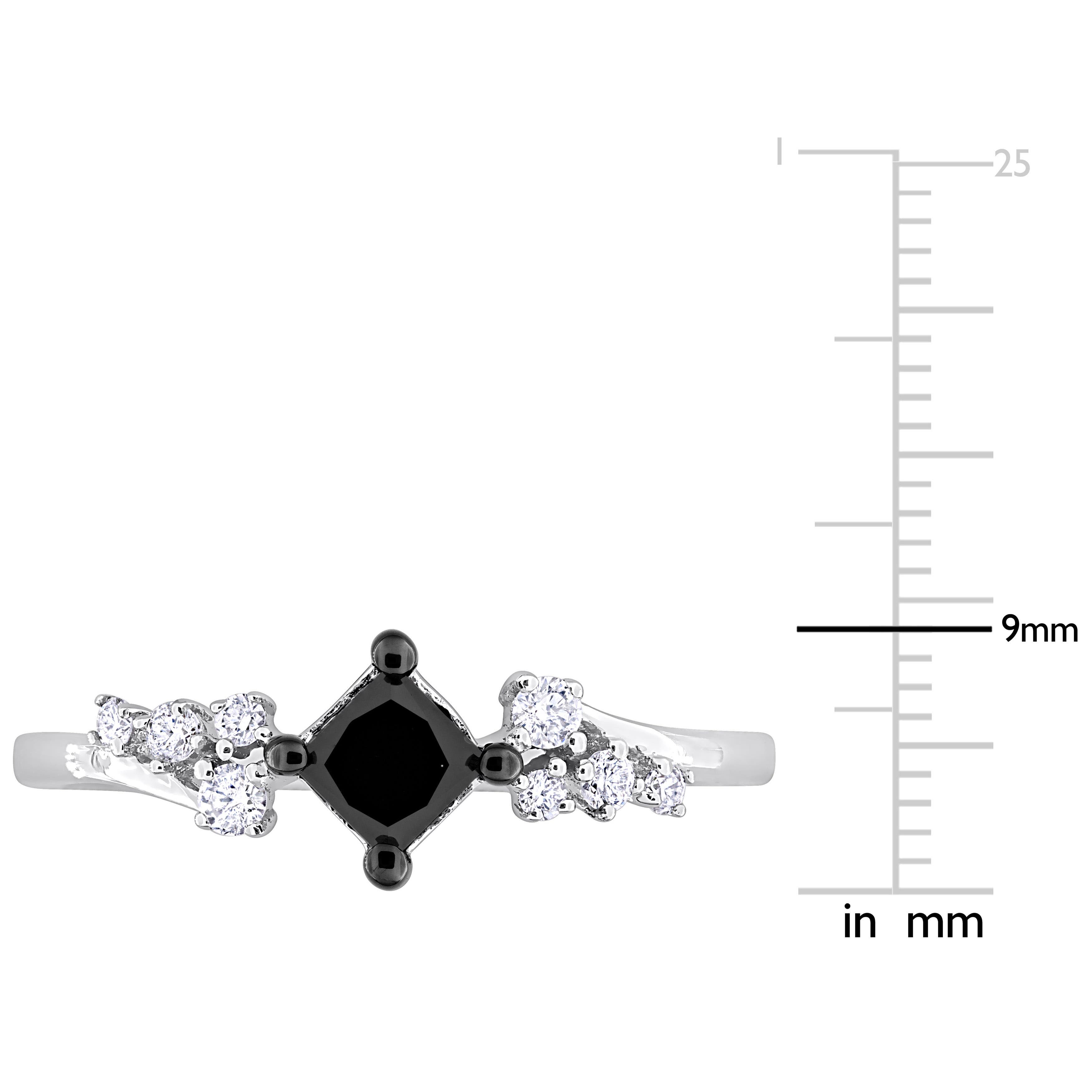 Julianna B. Black & White Diamond Princess-Cut Cluster Ring 14k | Nordstrom