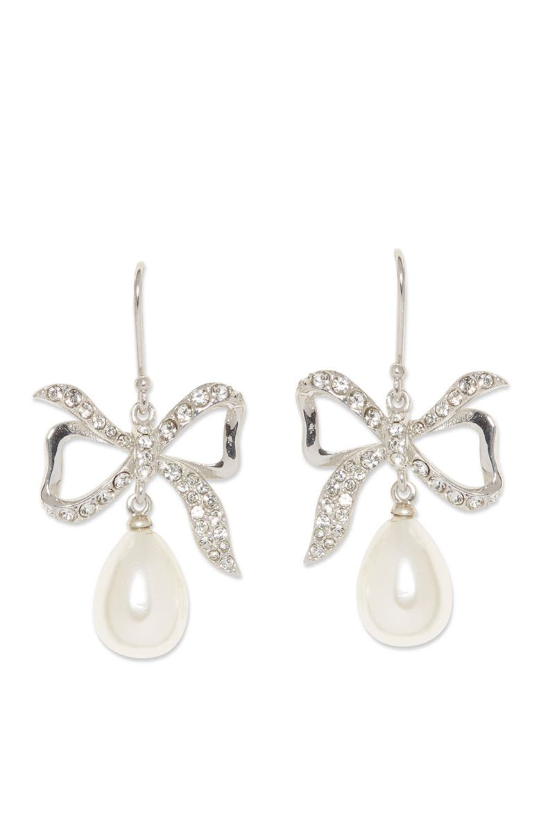 Vince Camuto Pave Crystal Boow & Glass Pearl Drop Earrings | Nordstromrack