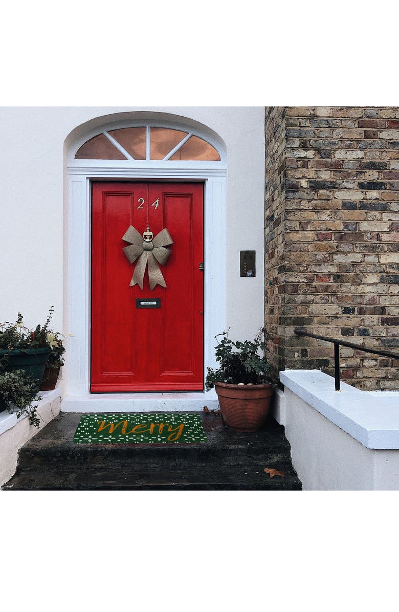 tag Merry Sentiment Christmas Holiday Coir Door Mat Green | Nordstrom