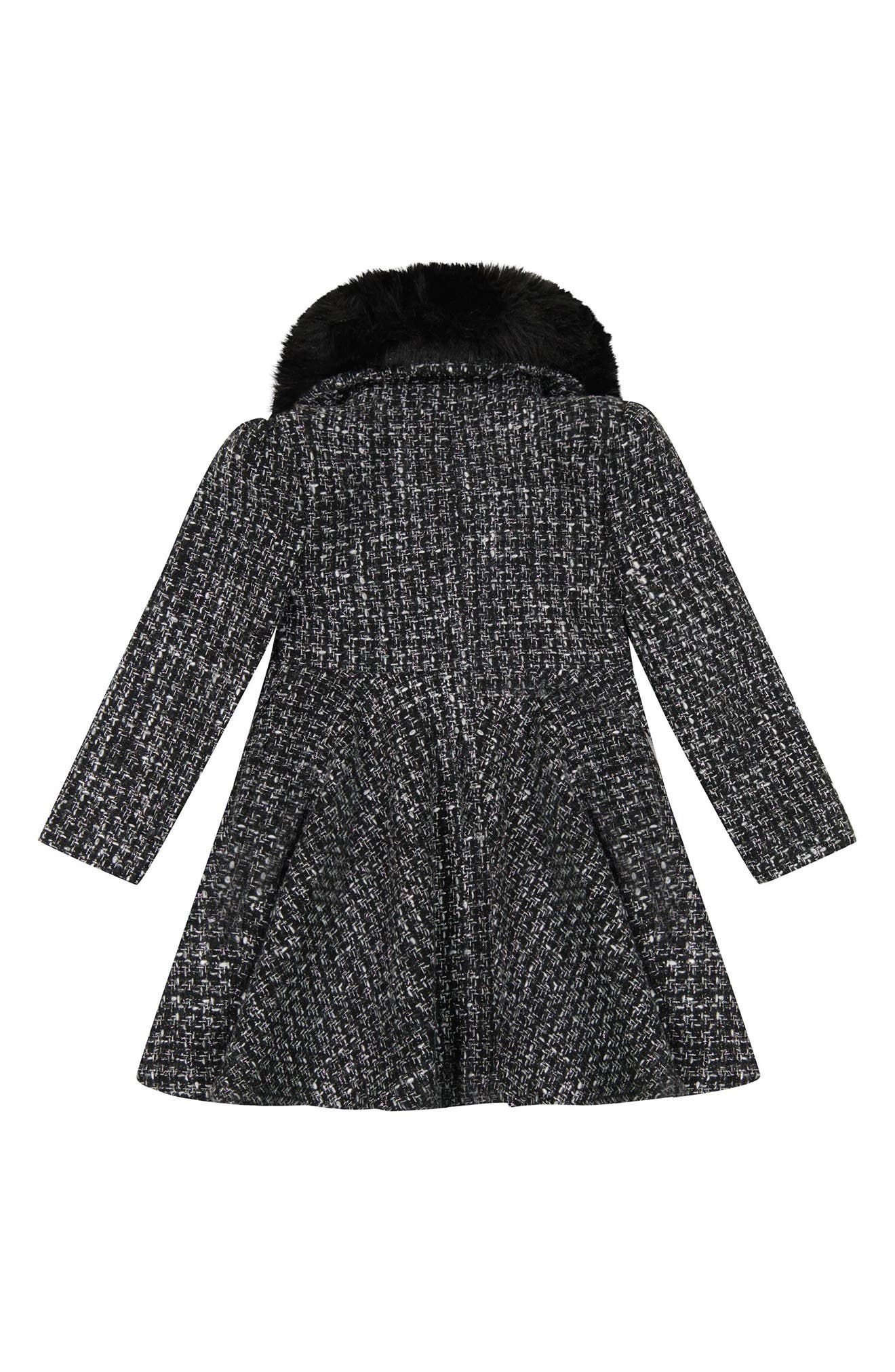 Rothschild Kids' Princess Faux Fur Collar Double Breasted Tweed Coat ...