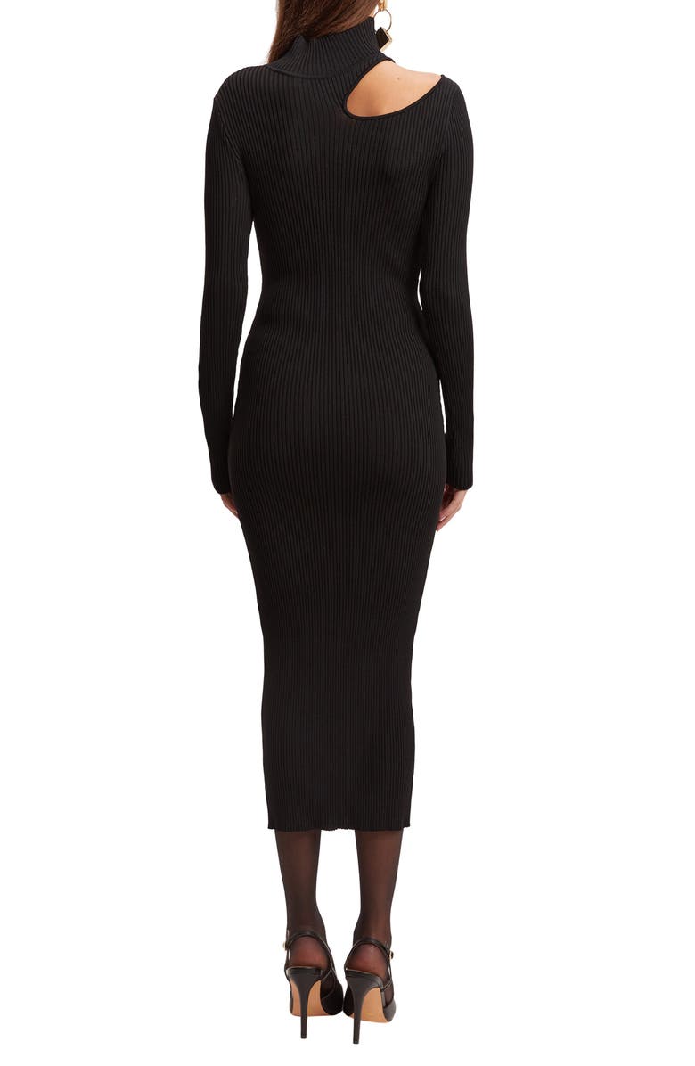 Bardot Ainsley Cutout Long Sleeve Turtleneck Rib Sweater Dress ...