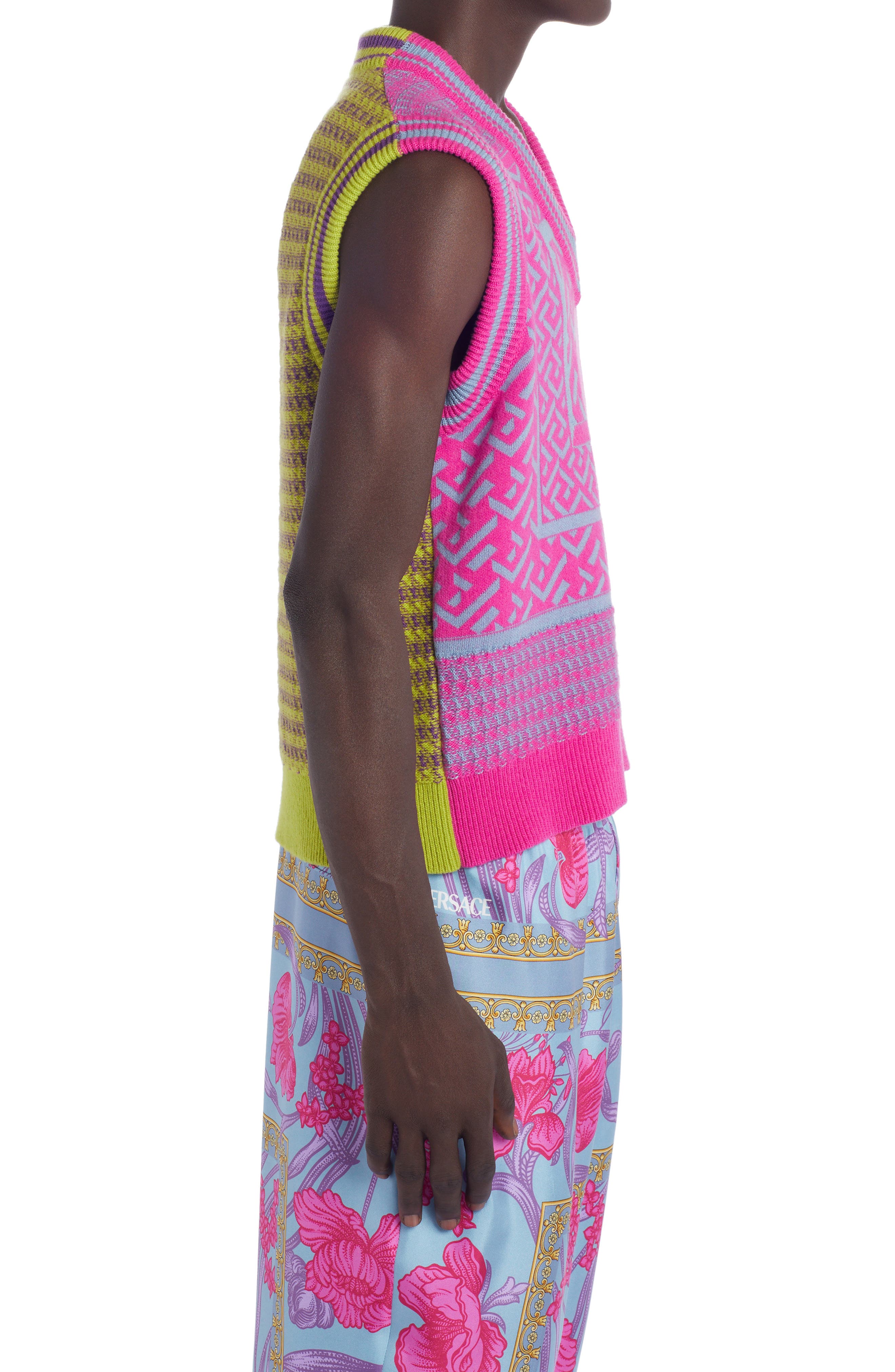 Versace La Greca Monogram Pattern Wool & Cotton Sweater Vest | Nordstrom