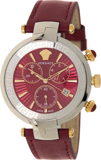 Versace Women's Revive Leather Strap Watch, 41mm | Nordstromrack