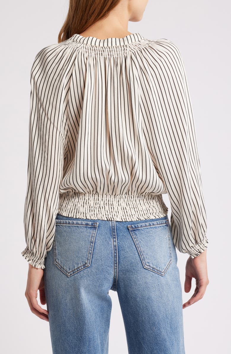 SESSÙN Swing Stripe Smocked Waist Blouson Top | Nordstromrack