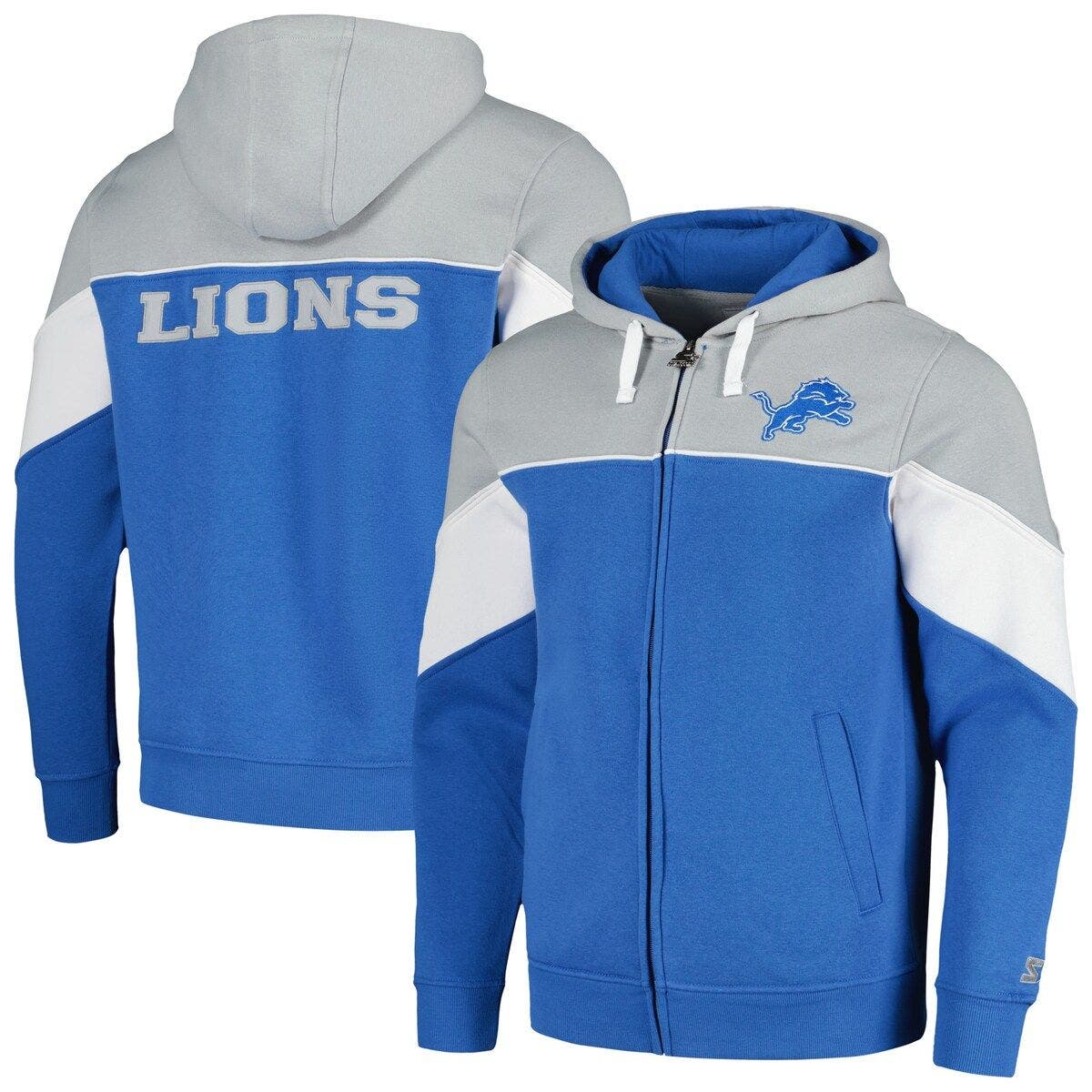 STARTER Men's Starter Blue/Silver Detroit Lions Running Back Full-Zip ...