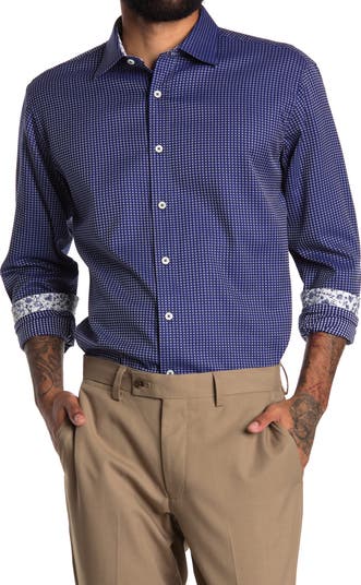 Bugatchi Square Print Shaped Fit Sport Shirt | Nordstromrack
