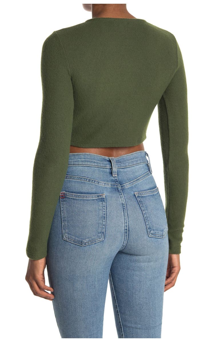Abound Long Sleeve Ruche Front Crop Top | Nordstromrack