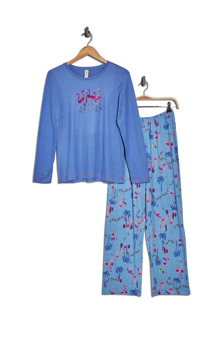 Hue Frosty Flamingos Long Sleeve Top & Pants 2-Piece Pajama Set ...