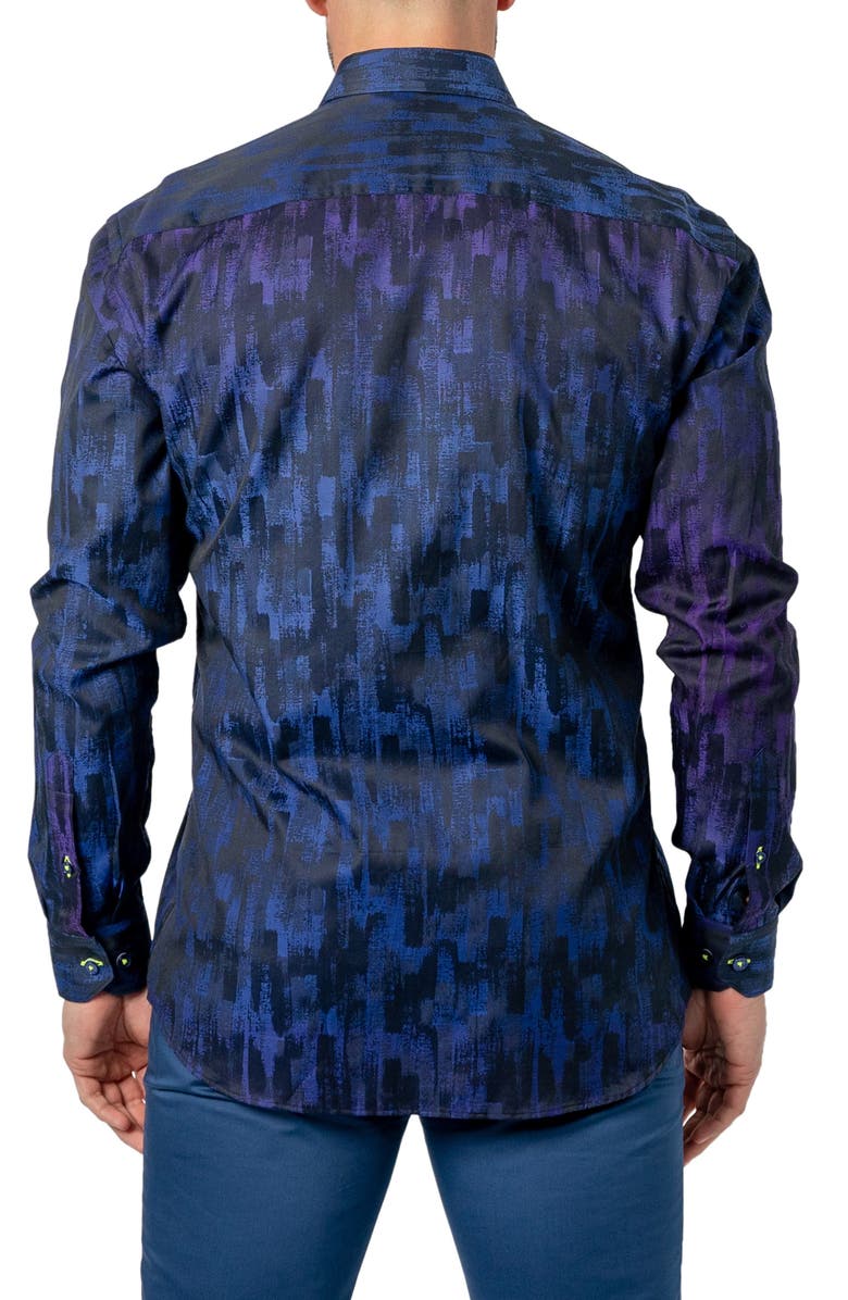 Maceoo Fibonacci Flash Purple Regular Fit Print Button-Up Shirt ...
