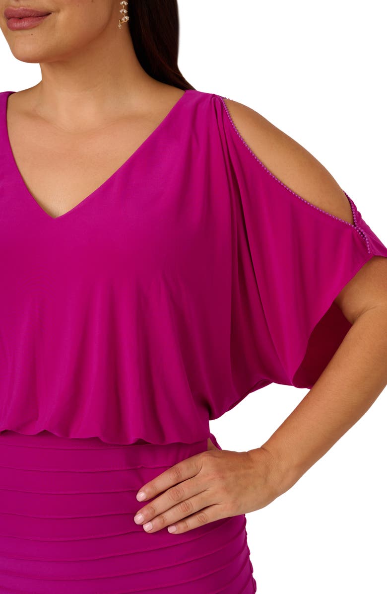 Adrianna Papell Bead Embellished Cold Shoulder Blouson Cocktail Dress ...
