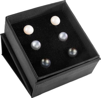 SPLENDID PEARLS 7-8mm Freshwater Pearl Studs - Set of 3 | Nordstromrack