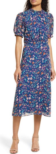 Julia Jordan Floral Print Puff Sleeve Midi Dress | Nordstromrack