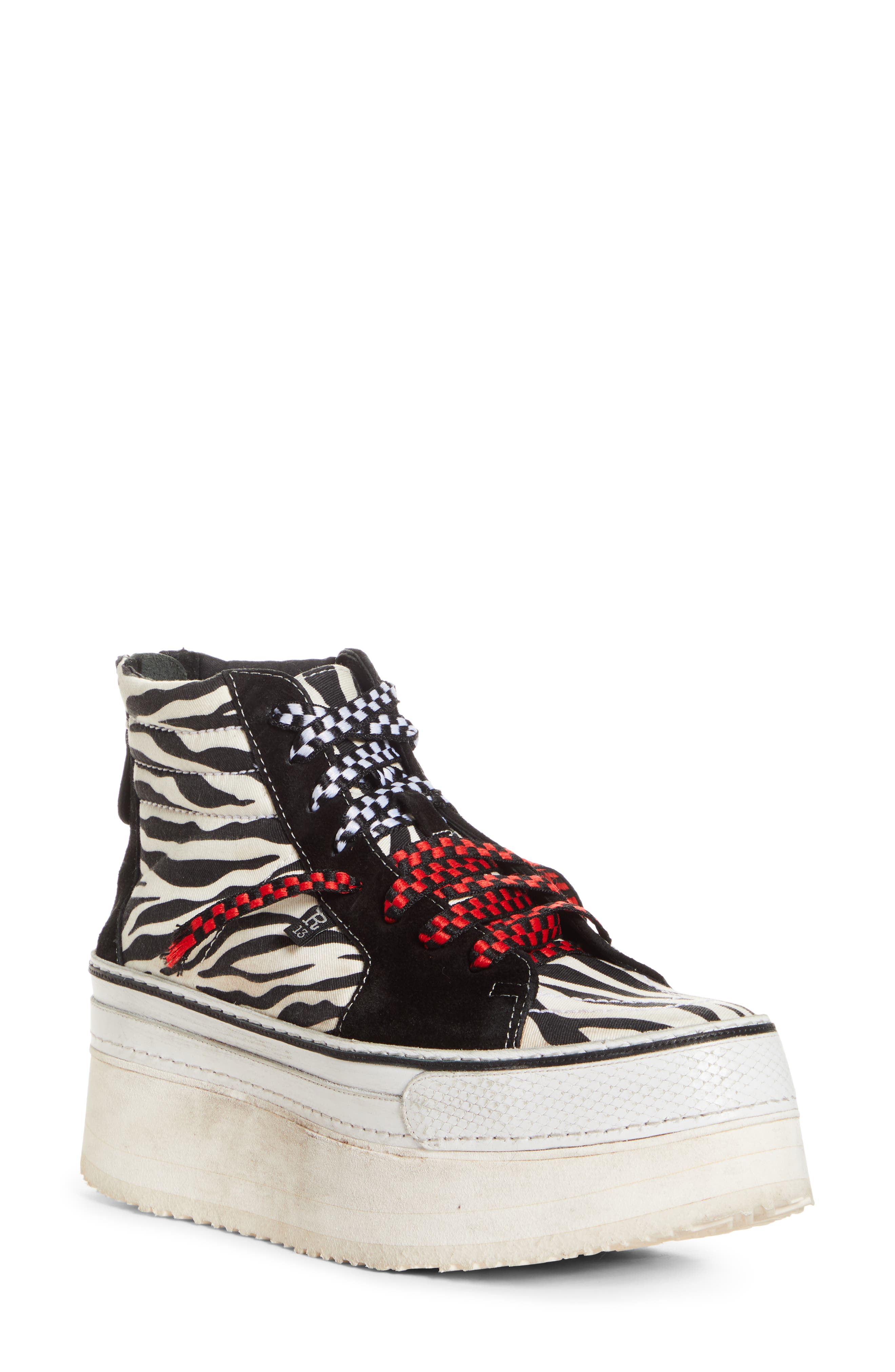R13 Zebra Print Platform High Top Sneaker (Women) | Nordstrom