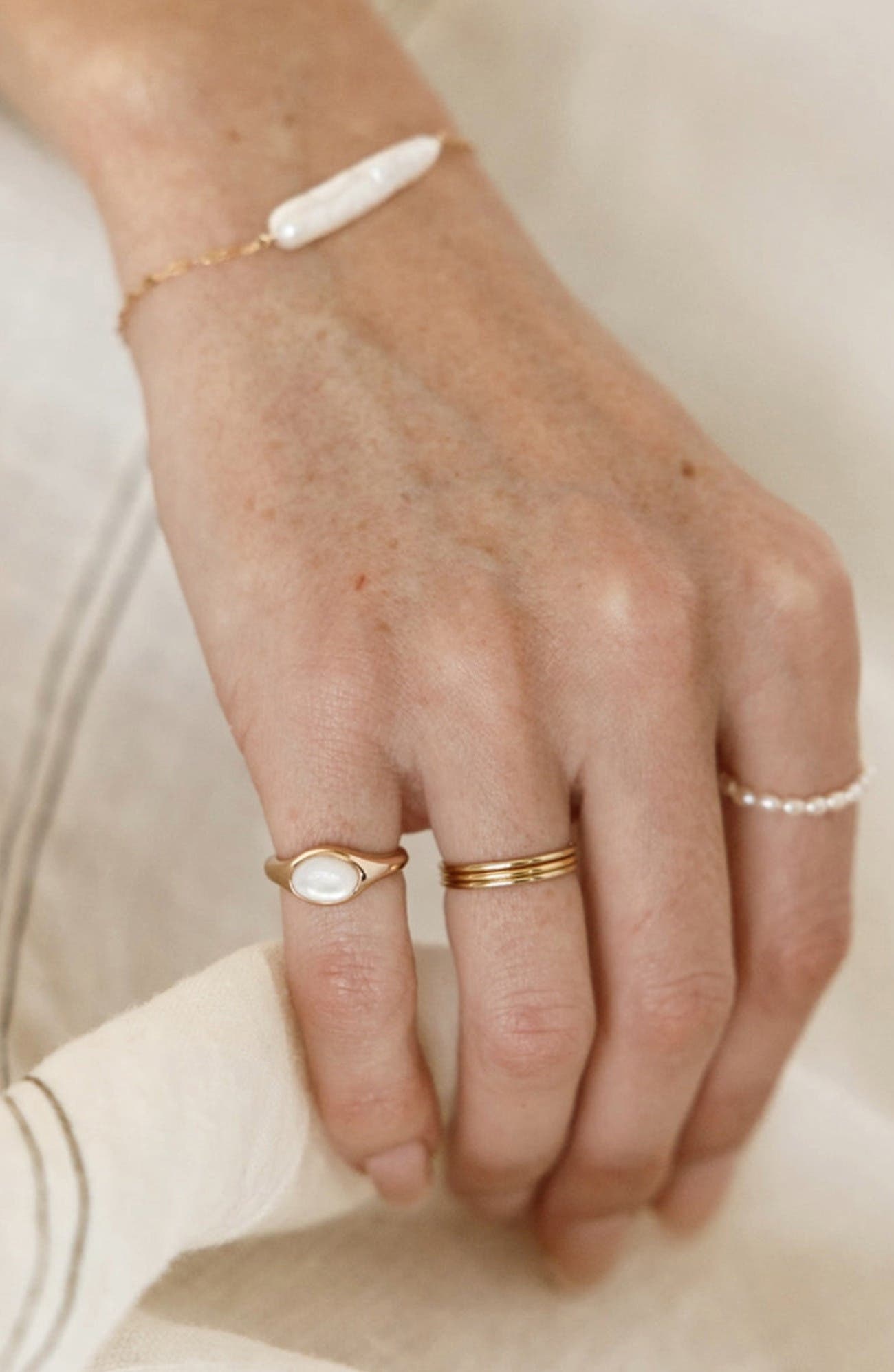MADE BY MARY Mother of Pearl Signet Ring | Nordstrom