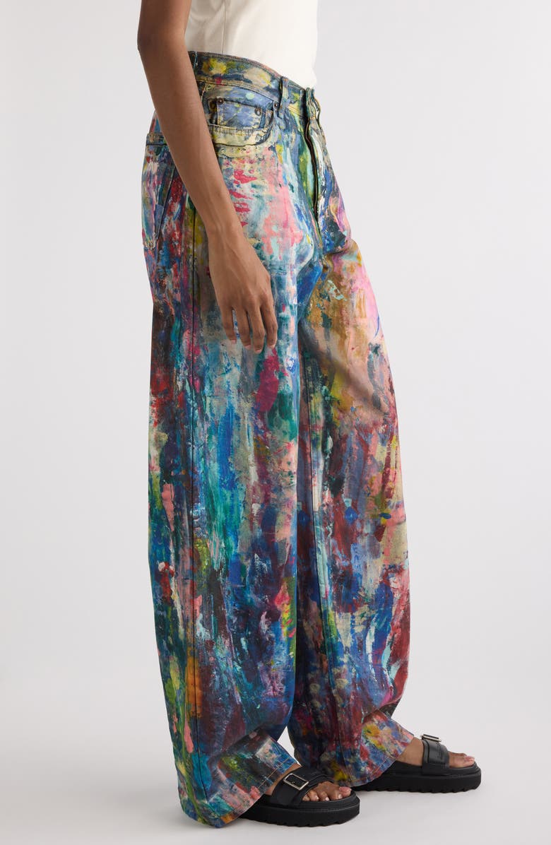Acne Studios 1981 Trompe l'Oeil Paint Splatter Baggy Wide Leg Jeans | Nordstrom