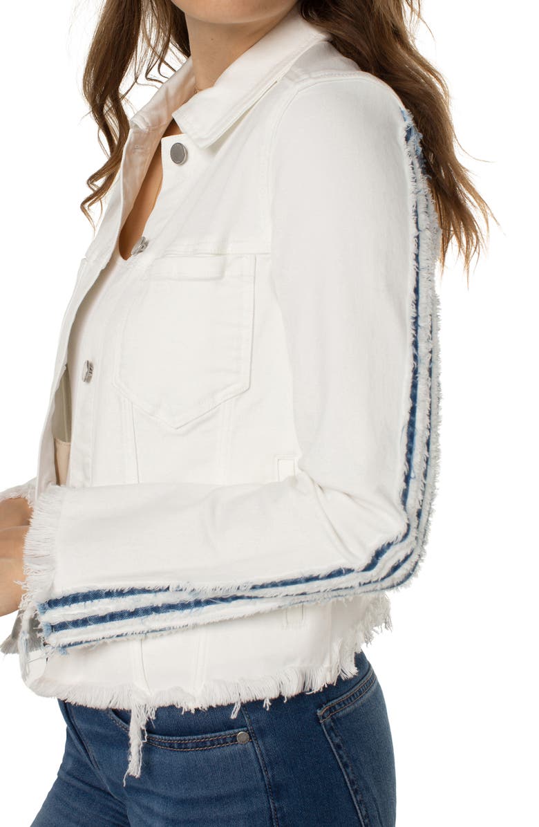 Liverpool Los Angeles Frayed Crop Hem Denim Jacket | Nordstrom