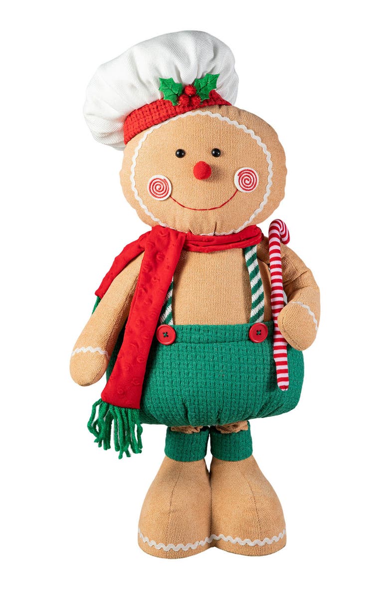 Glitzhome 39"/26"H Telescoped Fabric Christmas Gingerbreadman Standing ...