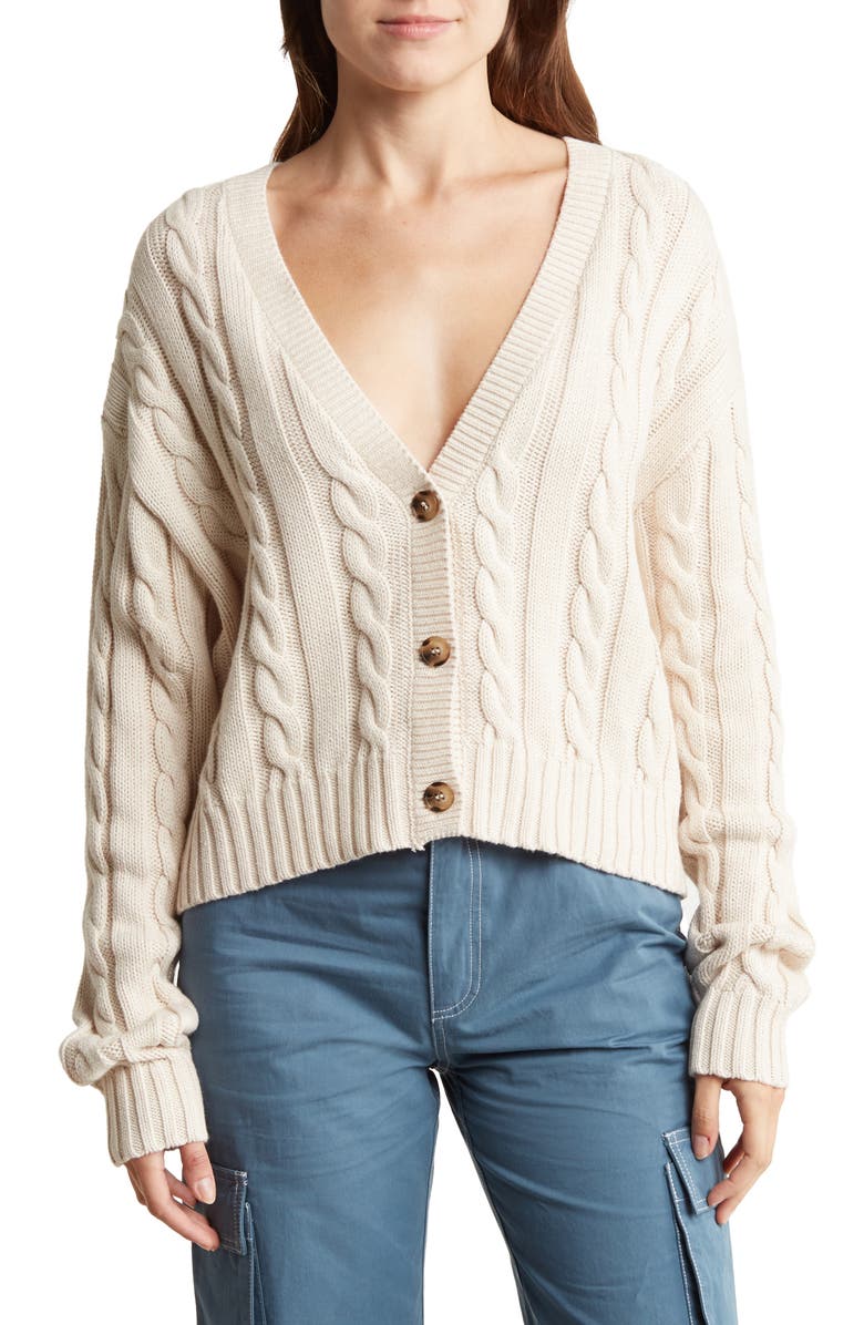 Elodie Cotton Cable Knit Button Front Cardigan | Nordstromrack