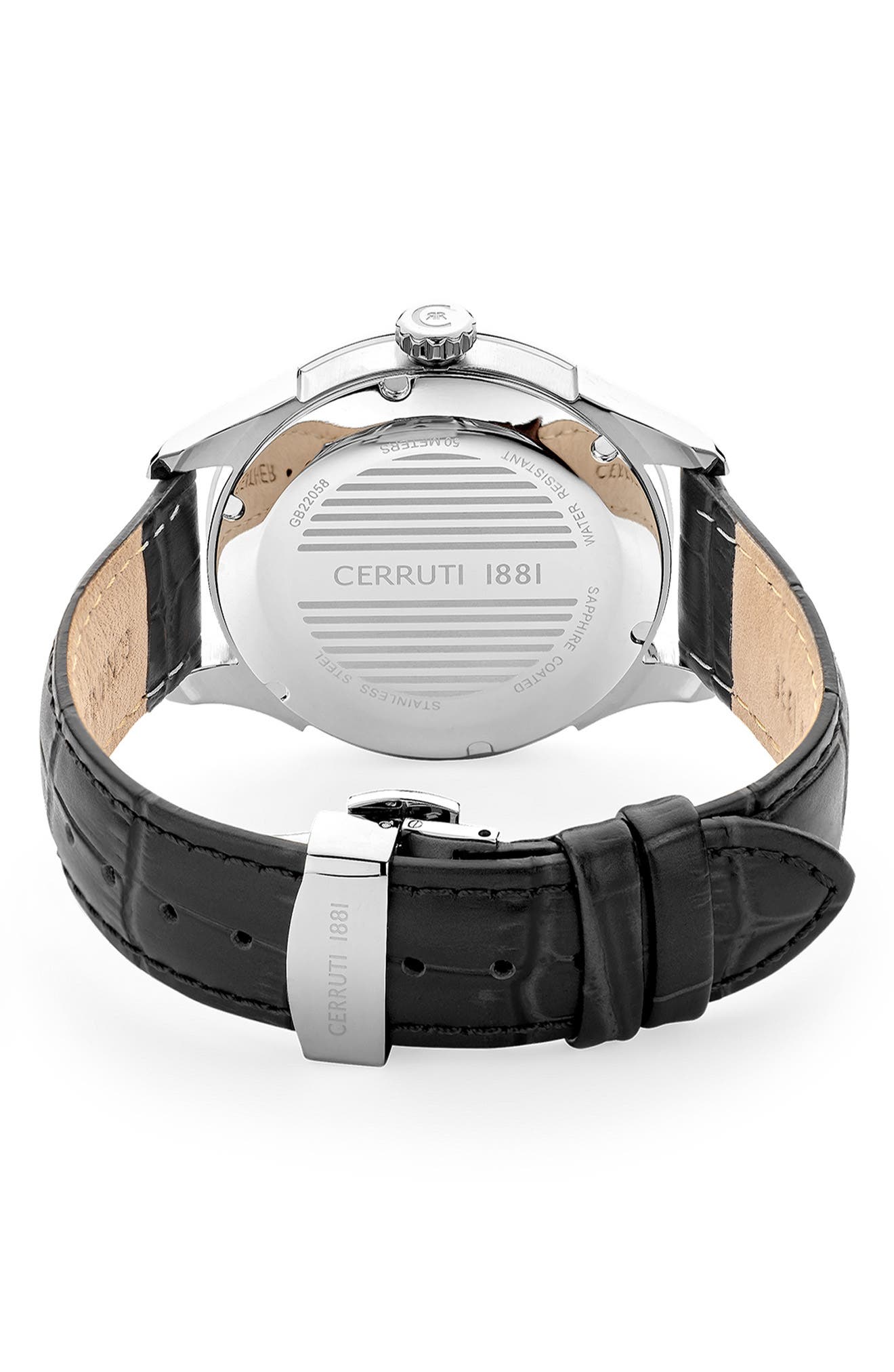 Cerruti 1881 Farneto Japanese Quartz Croc Embossed Leather Strap Watch ...