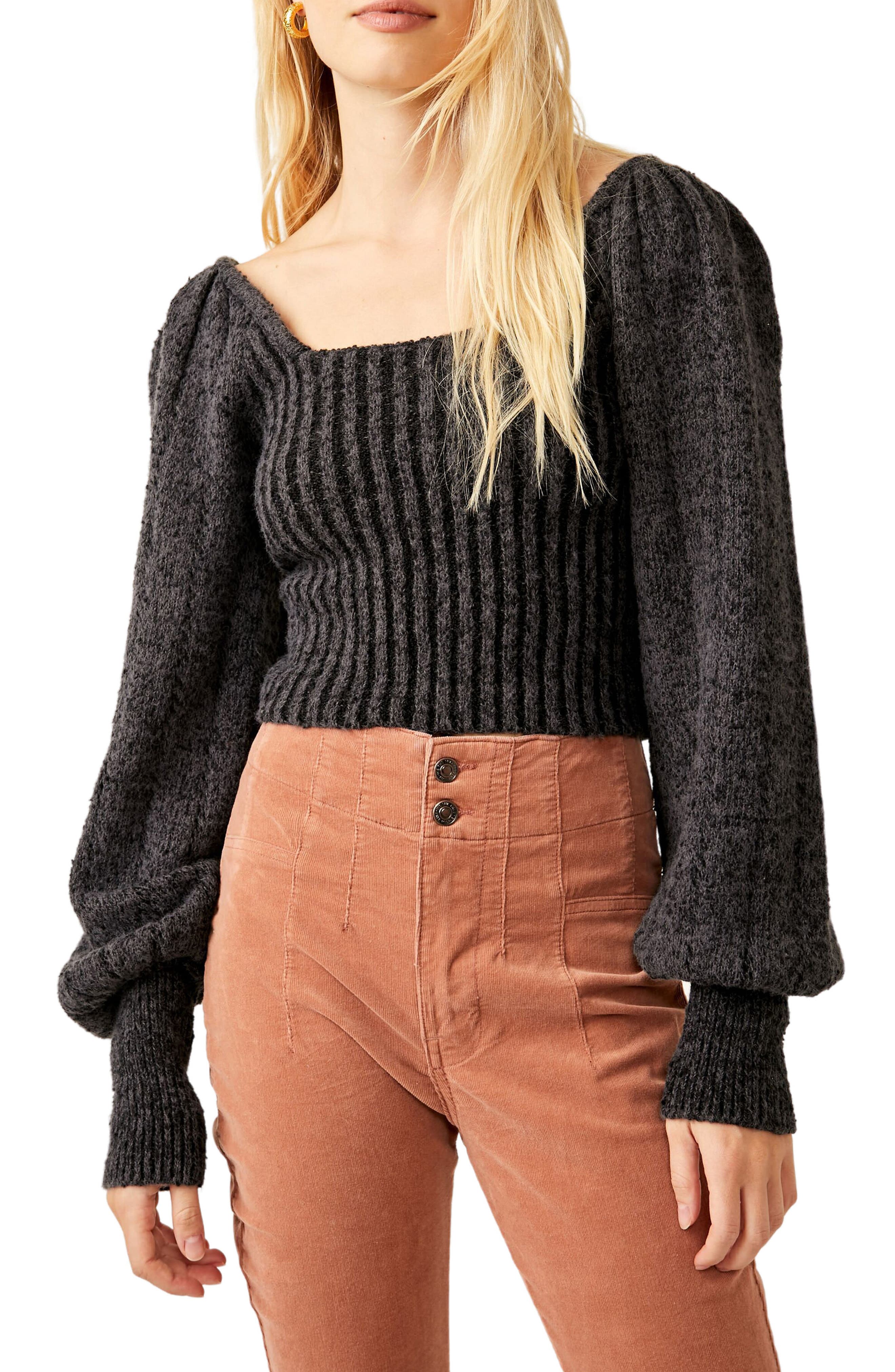 Free People Katie Mix Stitch Square Neck Sweater | Nordstrom