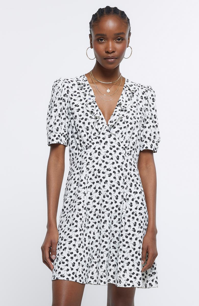 River Island Frill Floral A-Line Dress | Nordstrom