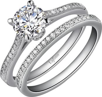 Lafonn Set of 2 Platinum Bonded Sterling Silver Simulated Diamond ...