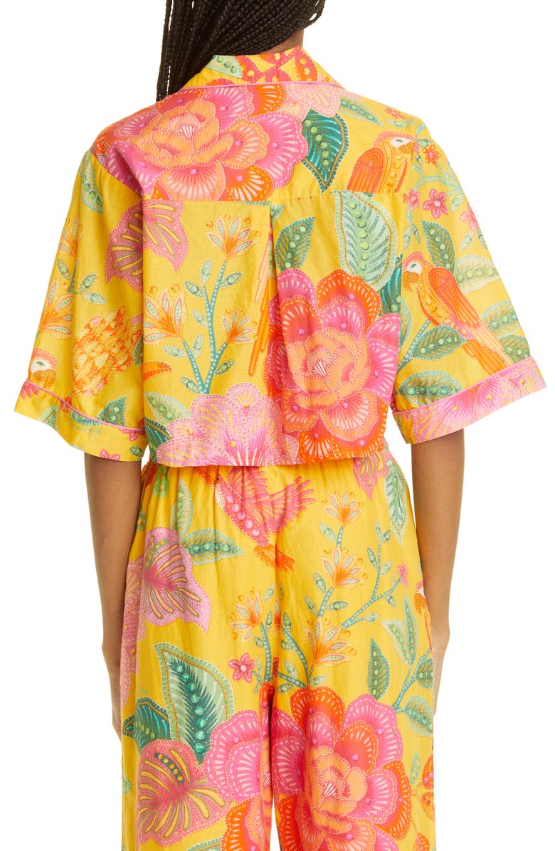 FARM Rio Macaw Bloom Crop Cotton Shirt | Nordstromrack