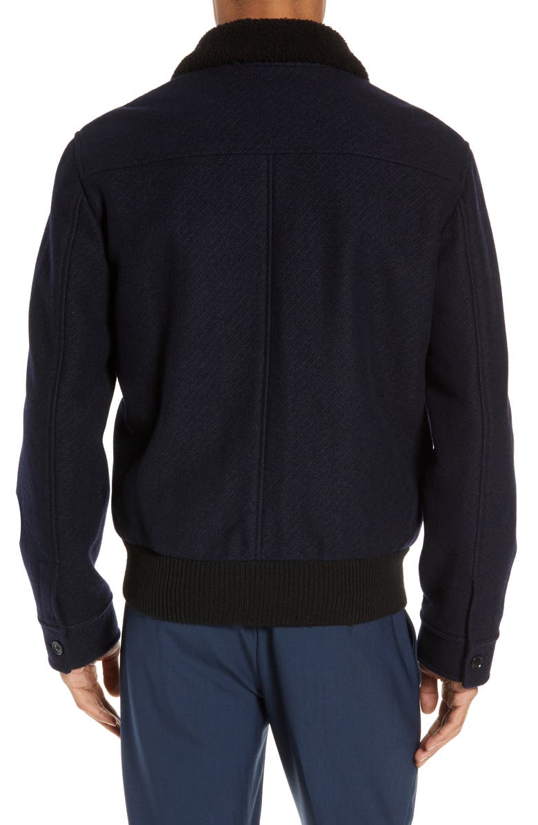 Club Monaco Trim Fit Bomber Jacket with Genuine Shearling Collar ...