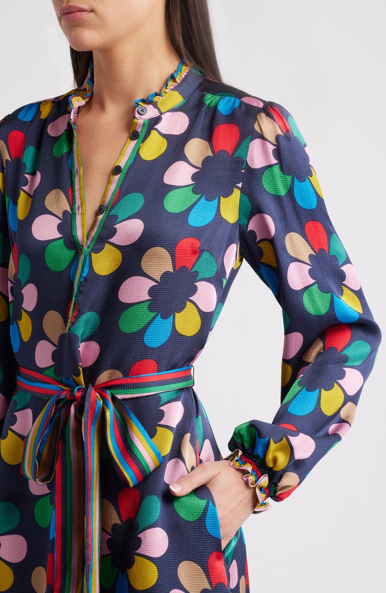 Boden Jasmine Tie Belt Long Sleeve Satin Midi Shirtdress | Nordstromrack