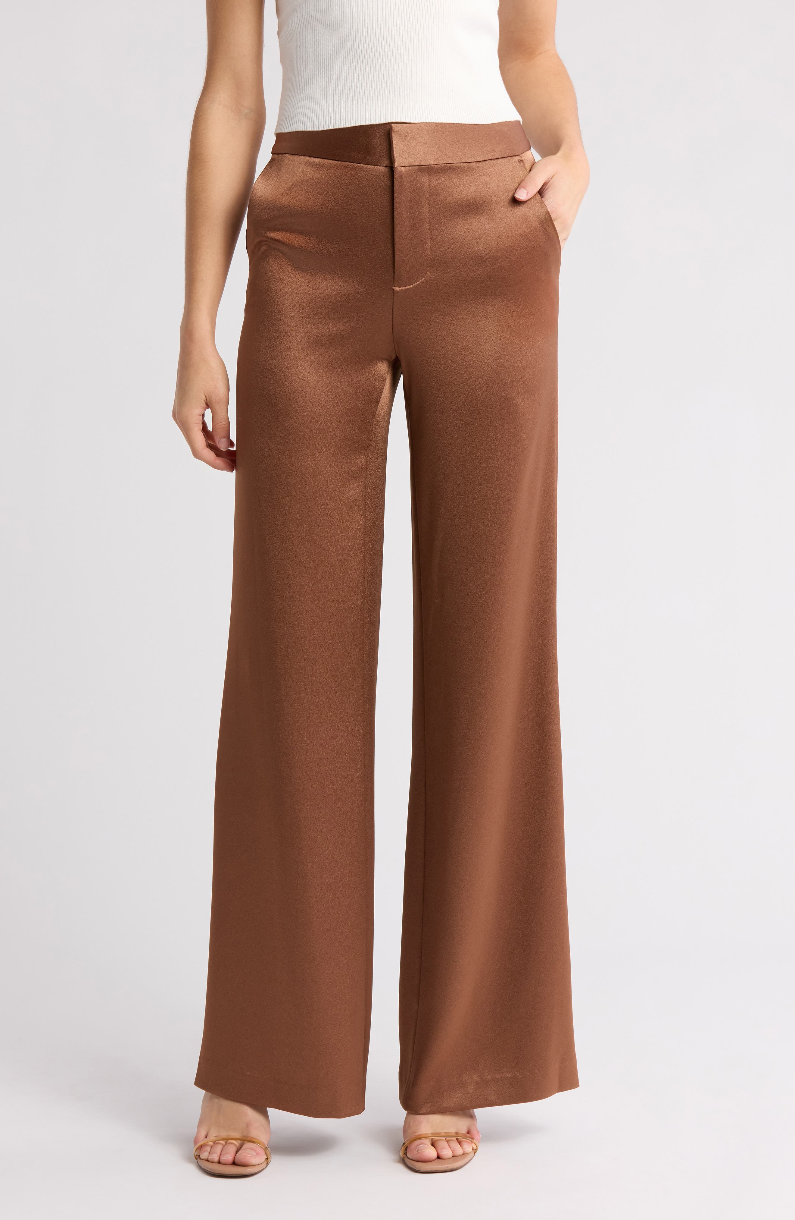 Alice + Olivia Calvin Satin Wide Leg Pants | Nordstromrack