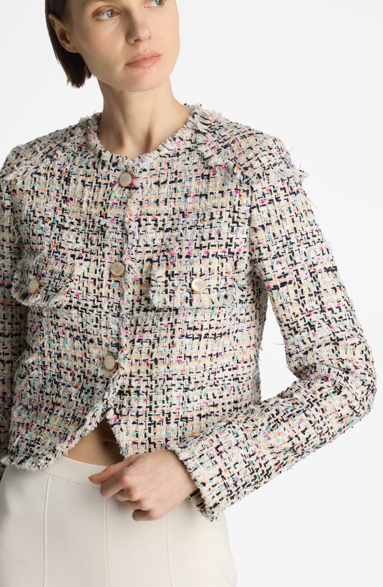 ST. JOHN Multicolor Eyelash Tweed Crop Jacket | Nordstrom